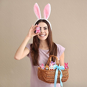 24 Pieces Easter Bunny Rabbit Plush Stuffed Animals 4 Inch Stuffed Bunny Toys Soft Tiny Rabbit Doll Plush Hanging Pendant Ornament Sitting Rabbit Plush Toy for DIY Keychain Easter Party Decorations