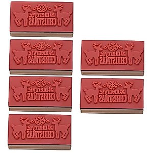 Abaodam Christmas Wooden 6 Pcs Christmas Deer Seal Making Stamp Christmas Album Christmas Stamper Wooden Craft Stamp DIY Stamper for Stamps Gift Seal Stamps Wood Stamper Elk Cake