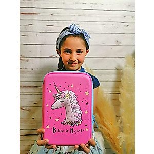 Unicorn Pencil Case For Girls | Cute Preschool, Kindergarten, and Elementary Pen Holder With Compartments |Toddler Pink School Zipper Pouch (Pink Unicorn) (Pink Unicorn)