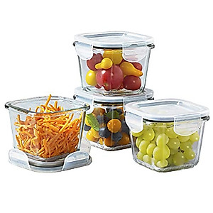Mason Craft & More V1534 Food Storage container, 8PC SQ MINI, Clear