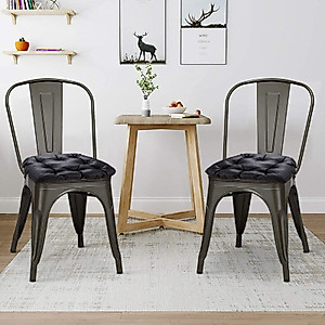 Big Hippo Chair Pads,Soft Leather Tufted Chair Seat Cushion Thicken U-Shape Chair Cushion Padding with Elastic Bands for Home Office Outdoor(Black-1pc)