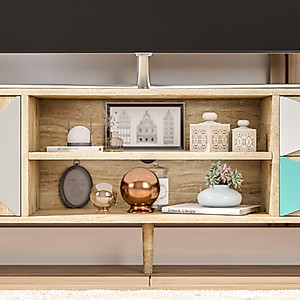 TV Stands for Living Room - 59” Brown Oak TV Stand for Bedroom - Media Entertainment Center - Media Cabinet TV Stand with Storage - Modern TV Stand for 60 Inch TV with Doors & Shelves