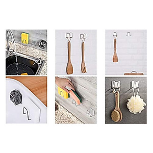 TEEMADE Sponge Holder for Kitchen Sink - Brushed Stainless Steel Sponge Caddy with Adhesive