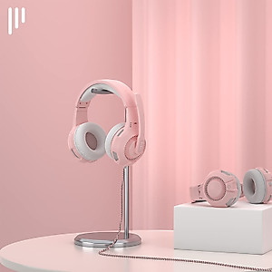 Emonoo Headphones with Microphone Surround Sound Active Noise Canceling Pink Wired Gaming Headphones - 3.5mm Audio Jack Stereo Headset for PC, PS4, PS5, Switch, Xbox One, Pink (Game/Work/School)