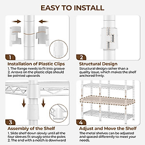 HYSEYY Clothes Rack Heavy Duty Clothing Rack Loads 450LBS, Portable Garment Rack Wadrobe Closet, Garment Rack for Hanging Clothes, Heavy Duty Clothes Rack with Shelves, White