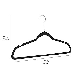 Amazon Basics Slim, Velvet, Non-Slip Suit Clothes Hangers, Black/Silver - Pack of 30