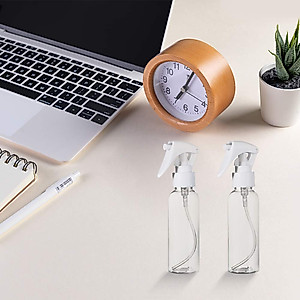 Travel Size Spray Bottle, 3.4oz/100ml Plastic Fine Mist Spray Bottle Set, Refillable Liquid Containers, 3pcs Clear Trigger Sprayer with Funnel and Labels for Styling Kitchen Home Office Cleaning