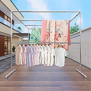 ZGGJZKV Outdoor Clothes Drying Rack with Adjustable Rods, 330Lbs Capacity Heavy Duty Laundry Drying Hanger, Household Floor Standing Clothing Airer with Windproof Hooks and Clips (70.9"×70.9"×63")