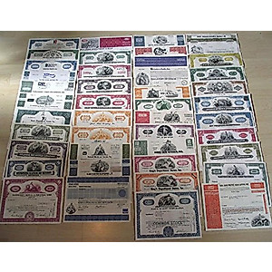 AMAZON SPECIAL!! 50 DIFFERENT RARE ORIGINAL VINTAGE US STOCK CERTIFICATES @ 50c!!! MANY BIG NAMES! LOWEST PRICE on EARTH!! BUY 2 LOTS GET 100 DIFFERENT with REDUCED SHIPPING!!!