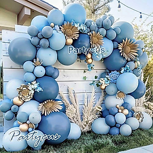 Dusty Blue Balloon Arch Kit - Double Stuffed Dark Blue Baby Blue Balloon Garland Pastel Dark Teal Light Blue Latex Balloons for Baby Shower Birthday Wedding Graduation Party Decoration