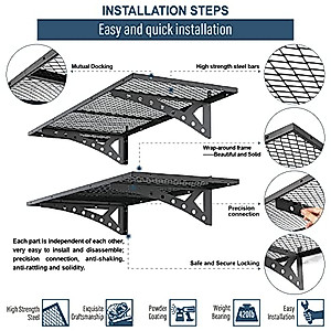 Sanhang 1.5x4ft Garage Storage Rack, Suitable for Garage / Storage Room Wall-Mounted Storage Shelf (2pack, Black)