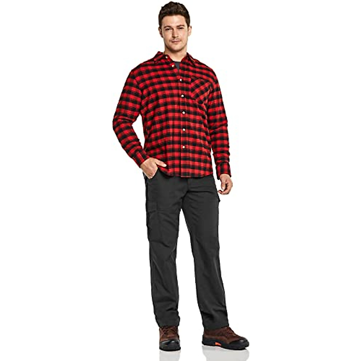 CQR Men's Winter Tactical Cargo Pants, Thermal Fleece Lined Outdoor Snow Ski Hiking Work, Fleece Cargo Black, 30W x 30L