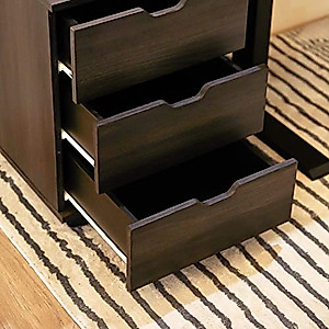 VICLLAX 3 Drawer Dresser Mobile Cabinet Under Desk Storage with Casters for Home Office, Walnut