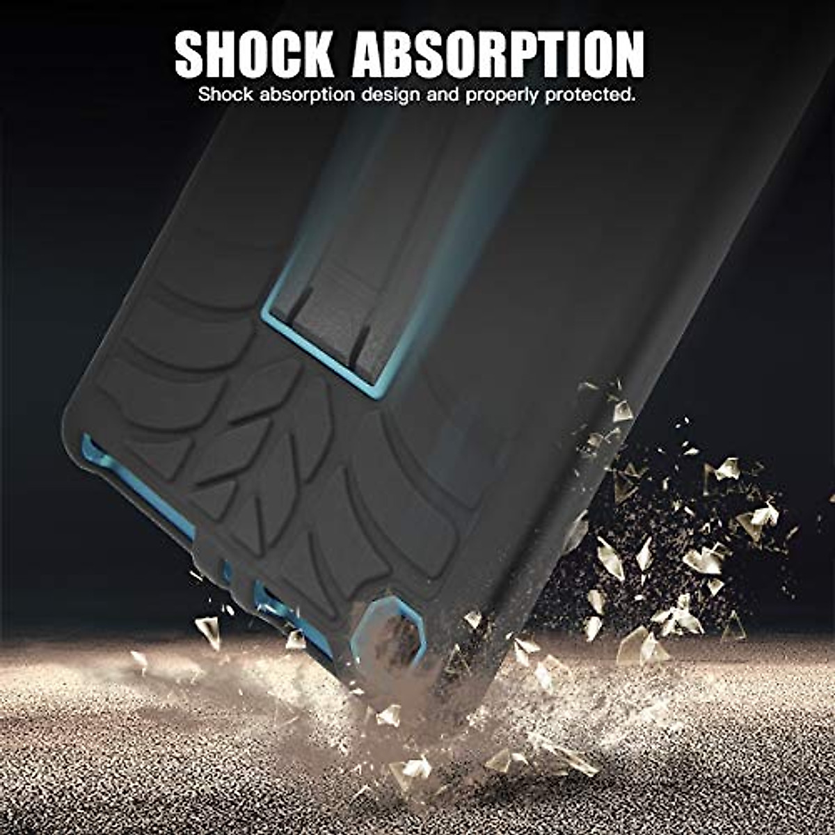 AICase HD 8 (2017 7th Gen) Case,3 in 1 Three Layer Hybrid Rugged Heavy Duty Shockproof Full Body Protective Cover (Black/Blue)