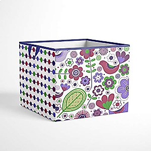 Bacati - Storage Tote (Large 14 x 14 x 10 inches, Botanical Purple)