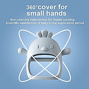 Silicone Baby Teether Toy ，Dust-Proof Infants Chew Toys & Soothing Pacifier 2-in-1，Anti-Dropping Silicone Baby Wrist Teether Soothing Pacifier(1 Packs)