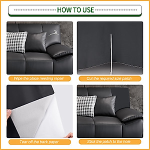 Leather Repair Patch 17X79 inch Large Self-Adhesive Leather Repair Tape, Reupholster Leather Patches for Furniture Couch Chairs Car Seat (Black, 17x79 inch)