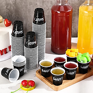 200 Pieces Disposable Shot Glasses 2 oz Shot Cups Plastic Party Favor Cups for Birthday Bachelorette Holiday Party Drinking Serving Snacks Samples Condiments and Tastings (Black)