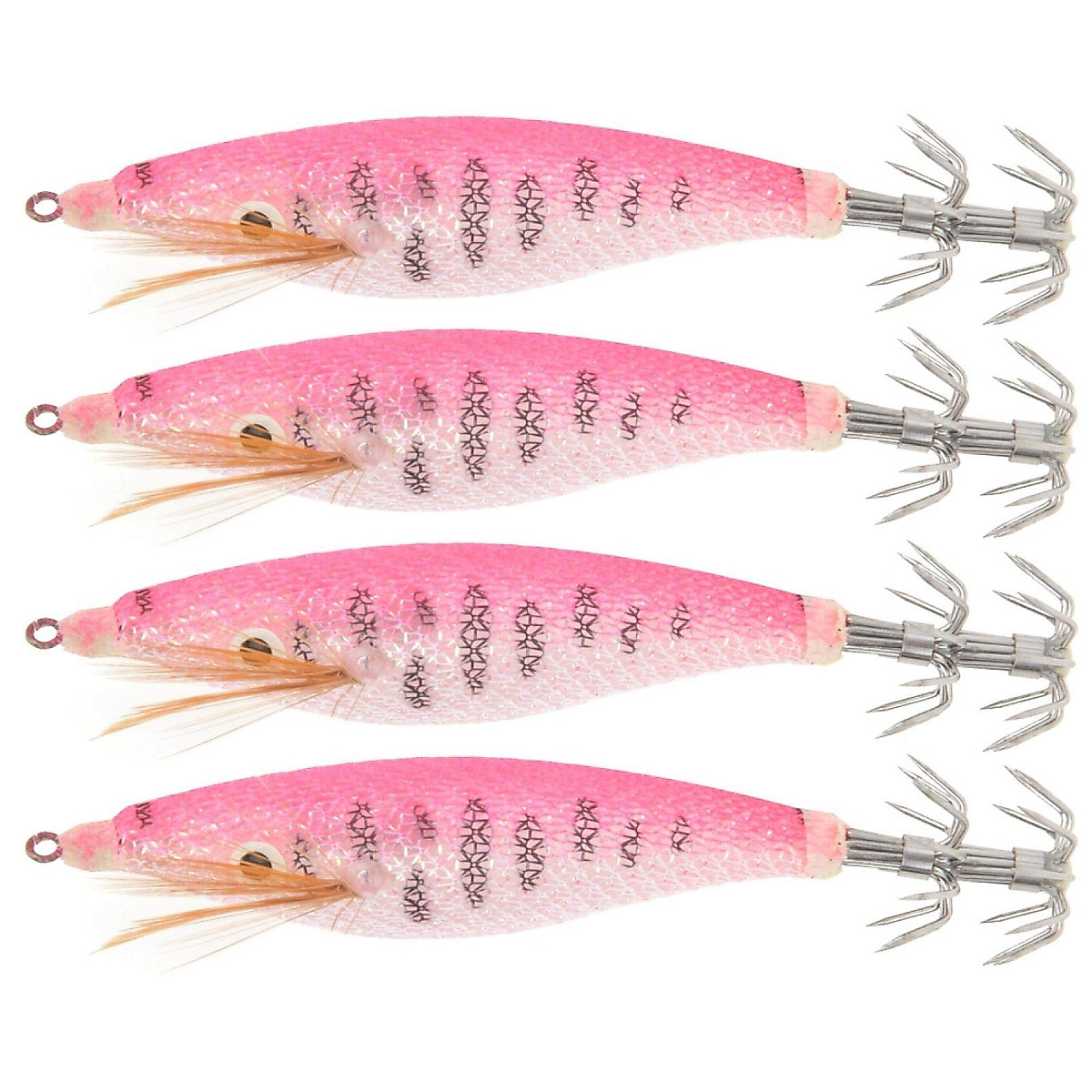 Leftwei 8cm Simulation ABS Fishing Tackle, 4Pcs Fishing Bait Dual Squid Hook for Fishing Lover Luring Fish Outdoor Sea/Fresh Water Fishing Lures