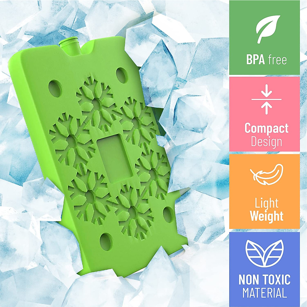 Ice Packs for Lunch bags and Coolers | Bento Lunch box, Cooler Bag for Work, School, Picnic or Camping | Reusable Small Freezer Ice Pack for Cooler or Ice Pack for Lunch Box Kid Friendly (4-Pack)