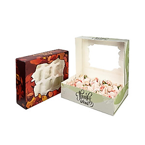 Thanksgiving 12 Cupcake Containers 16-Packs Cupcake Box Cupcakes Carrier, 12 Cupcake Boxes with Window 13"x10"x3.5"