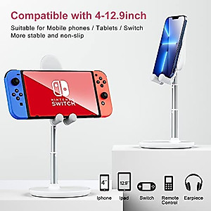 AFISEL Cute Phone Stand Angle Height Adjustable Cell Phone Stand for Desk Penguin Phone Stand Fit with Switch,Phone,ipad,Headphones Create a Lovely Atmosphere Pairing Cute Penguin Plush(White)