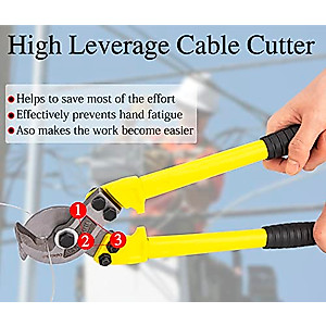 14in Hardened Cable Cutter Wire Rope Cable Cutter, Heavy Duty Wire Cutter for Aluminum Copper Wire Up to 125mm² - Cable Wire Cutter Heavy Duty Stainless Steel