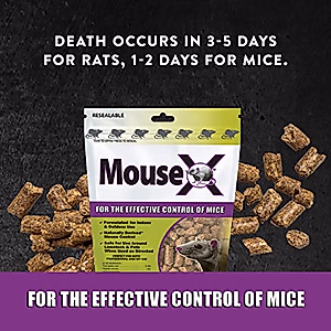 MouseX Bait Pellets, All-Natural Poison Free Humane Rat and Mouse Rodenticide Pellets, 1 lb. Bag - EcoClear Products