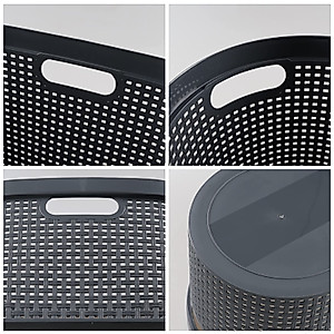 Vababa 4 Pack 40 Liter Plastic Laundry Basket with Cut-Out Handles, Gray