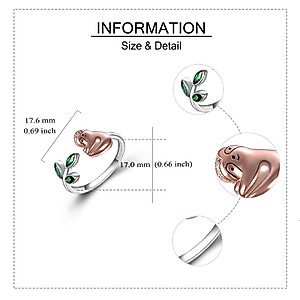 ONEFINITY Sloth Sunflower Crystal Rings 925 Sterling Silver Sloth Sunflower Ring Sloth Sunflower Jewelry Gifts for Women