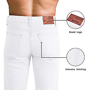 WULFUL Men's Skinny Slim Fit Stretch Comfy Fashion Denim Jeans Pants White