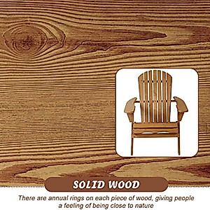 Hudada Adirondack Chair Outdoor Chairs Fire Pit Seating Folding Wooden Adirondack Lounger Chair Patio Chair Lawn Chair Weather Resistant Wood Chairs w/Natural Finish