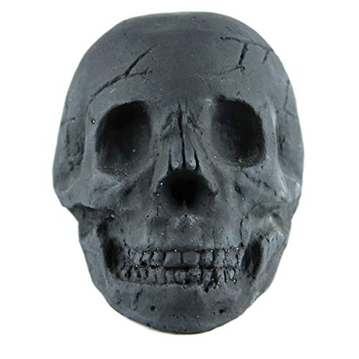 Myard Fireproof Imitated Human Fire Pit Skull Gas Log for NG, LP Wood Fireplace, Firepit, Campfire, Halloween Decor, BBQ (Black - Adult, One Piece)