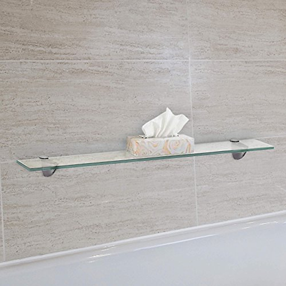 Fab Glass and Mirror S-12x21RECCHBR Rectangle Glass Shelf, 12" X 21", Clear