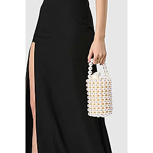 BABEYOND Women Pearl Clutch Purse - Bucket Beaded Bridal Evening Bag Formal Shoulder Bag with Inner Bag for Party Wedding