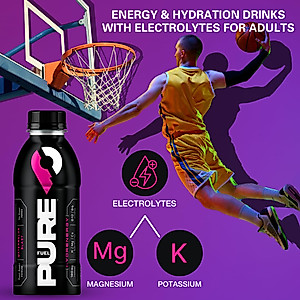 Pure Fuel All Natural Healthy Energy Drink Watermelon Blast – Plant-Based Sports Drink & Pre Workout – No Sucralose – 180mg Natural Caffeine – 12pk x 16.9 fl oz