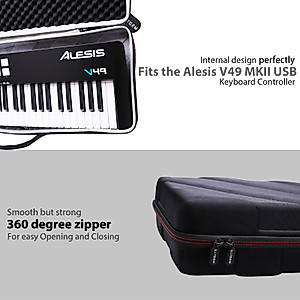 LTGEM Controller Case for Alesis V49 MKII USB MIDI Keyboard Controller, Hard Storage Travel Protective Carrying Bag