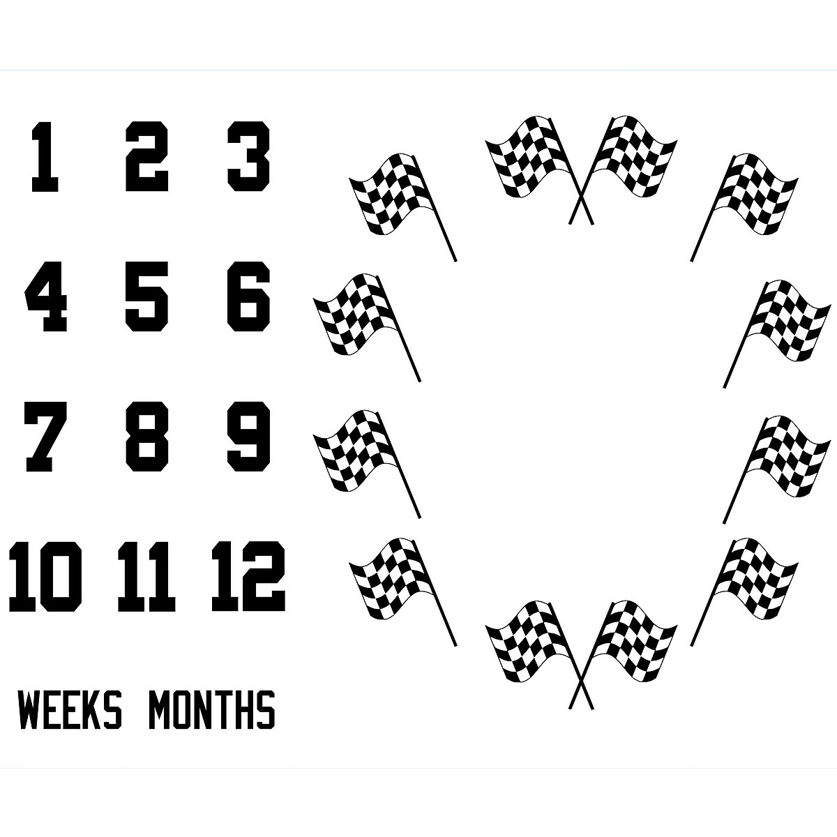 F-FUN SOUL Race Car Flags Baby Monthly Milestone Blanket 48x40in Racing Sports Theme Nursery Blanket Newborns Mom Gifts Baby Shower Growth Tracker with Bonus Marker DSFS130