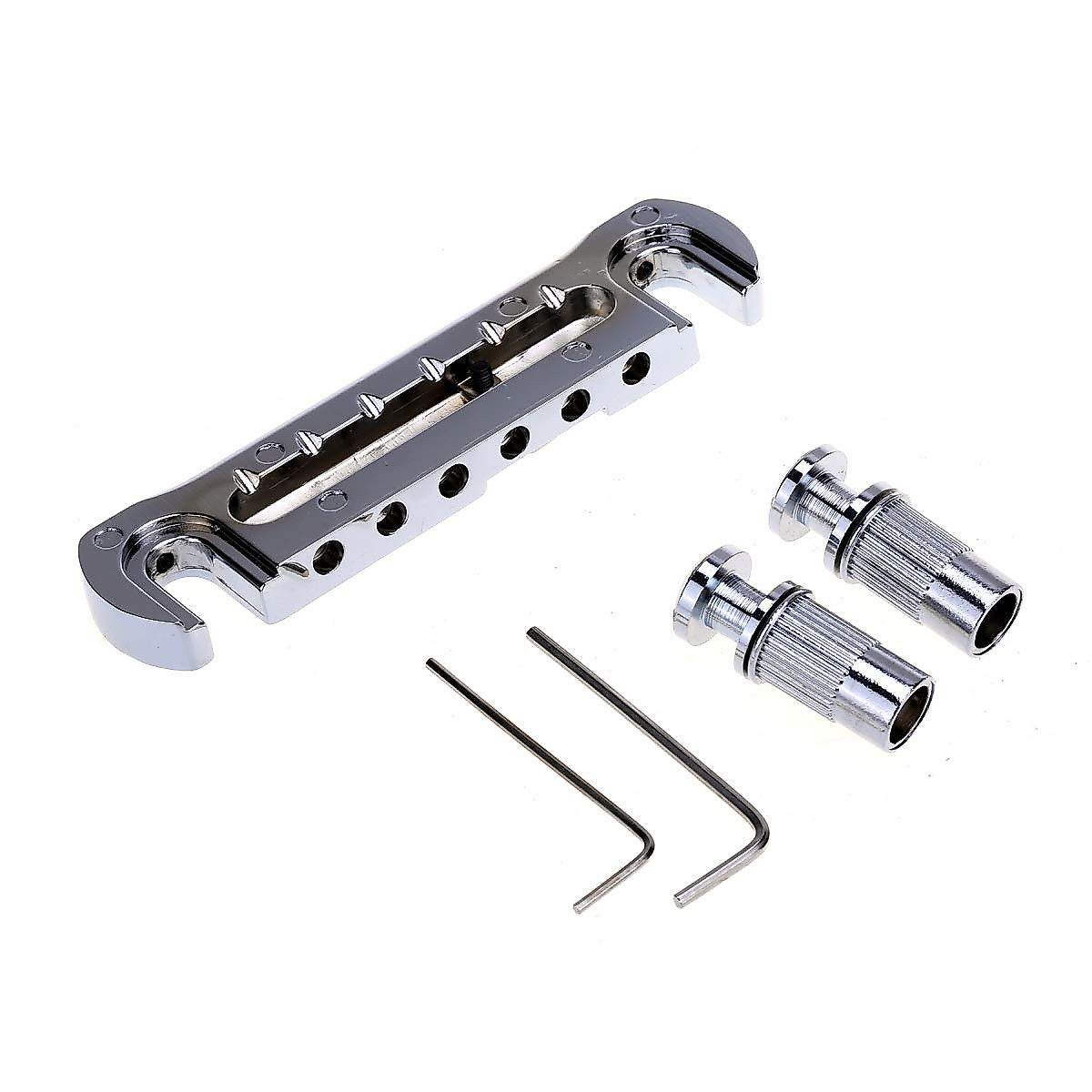 Wilkinson GTB Adjustable Intonated Wraparound Bridge Tailpiece for Les Paul Style Electric Guitar, Chrome