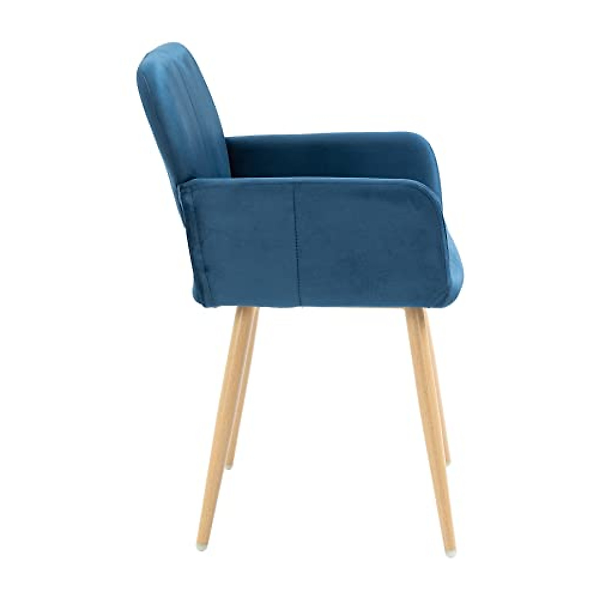 EEBUIHUI Modern Dining Room Living Room Accent Arm Chairs Club Guest with Solid Wood Legs Velet Fabric Upholstered Side Dining Chair for Living Room Dining Room Kitchen (Blue)