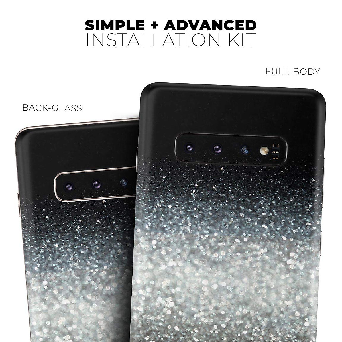 DesignSkinz Unfocused Silver Sparkle with Gold Orbs Protective Vinyl Decal Wrap Skin Cover Compatible with The Samsung Galaxy S20 (Screen Trim & Back Glass Skin)