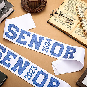 Marsui Senior 2024 Satin Sashes with Glitter Letters Cheerleader Sash Graduation Celebrations Sashes Senior Cheer Sash Class Competition 2024 Sashes for Girls Graduation Party (Vivid Style,24 Pcs)