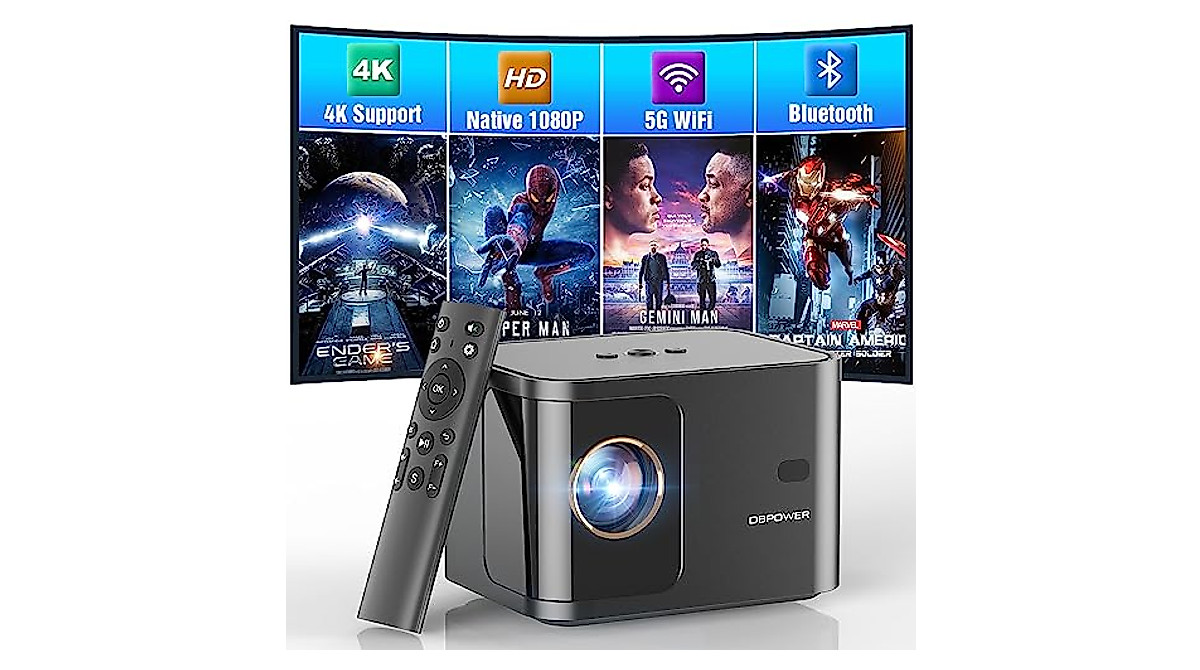DBPOWER 5G WiFi Mini Projector - 1080P & 4K Support