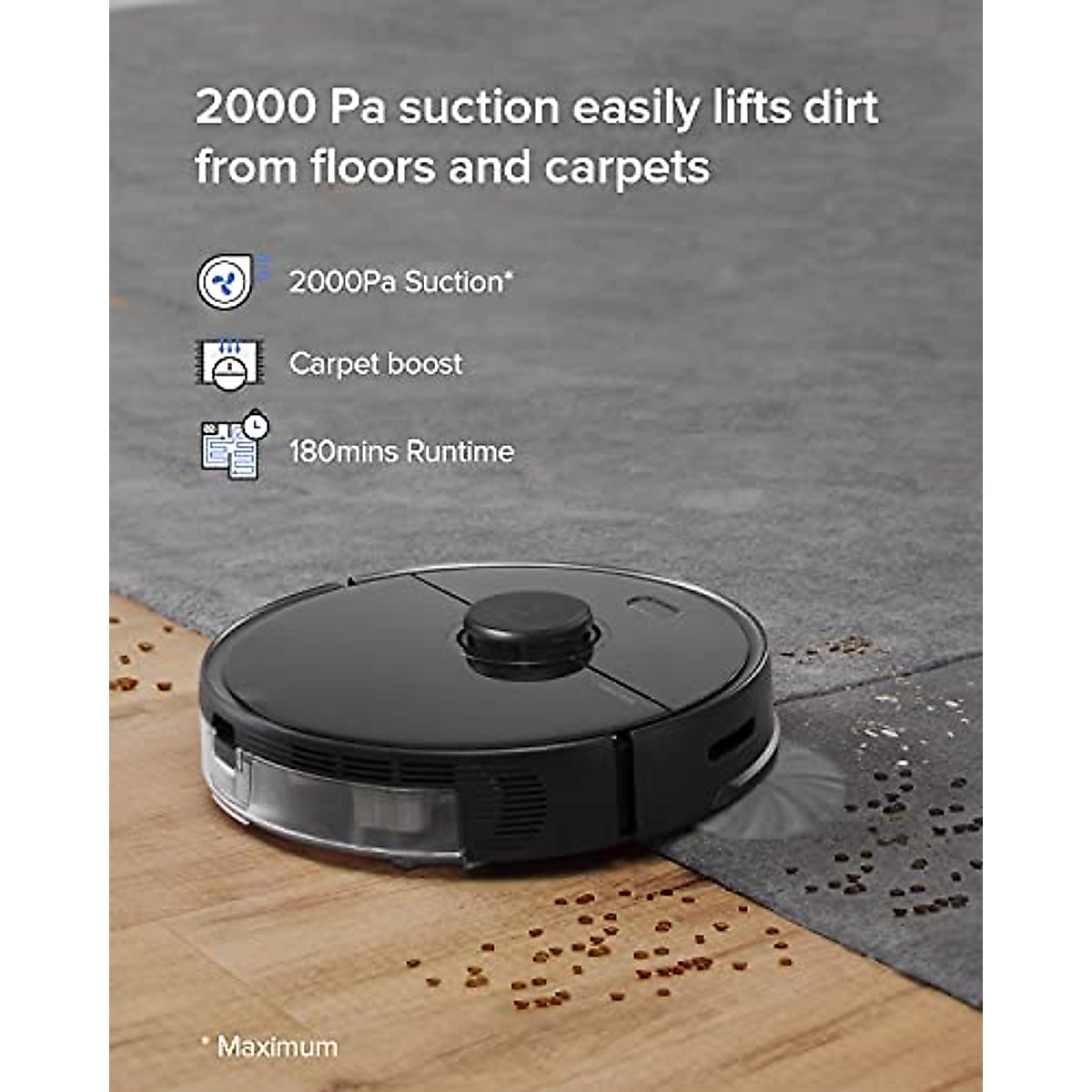 roborock S5 MAX Robot Vacuum and Mop Cleaner, Self-Charging Robotic Vacuum, Lidar Navigation, Selective Room Cleaning, No-mop Zones, 2000Pa Powerful Suction, 180mins Runtime, Works with Alexa
