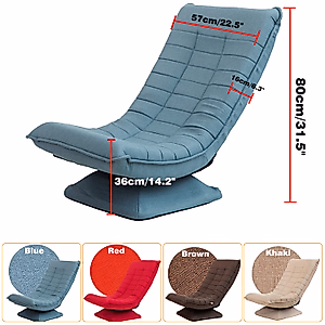 360 Degree Swivel Lazy Sofa Chair,5 Position Adjustable Folding Floor Chair Gaming Chair,330 lbs. load capacity,Comfortable Recliner Chairs Game Rocker for Teens Adults,for Bedroom,Living room (Brown)