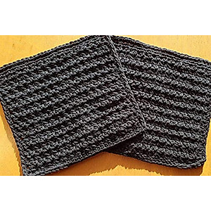 Handmade crochet washcloths, dishcloths * thick and dense *100% cotton set of 2, size 7.5 inches (Black)
