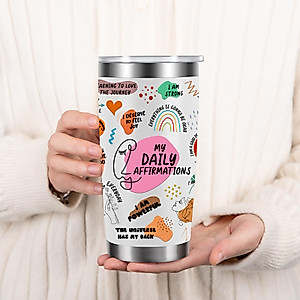 LEADO 20 oz Tumbler, Positive Affirmation Gifts for Women - Daily Affirmations, Mindfulness Gifts, Motivational, Encouragement, Mental Health Gifts - Christmas, Inspirational Gifts for Women