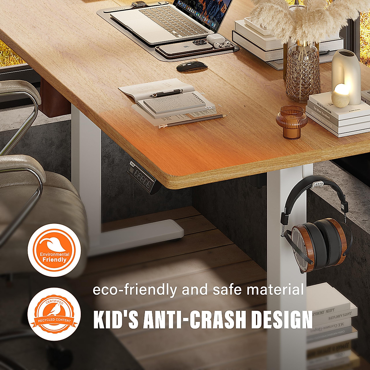 GABRYLLY Standing Desk Adjustable Height, Large Desk Board Computer Desk for Home Office Stand up Desk, 55 x 24 Inches, Natural