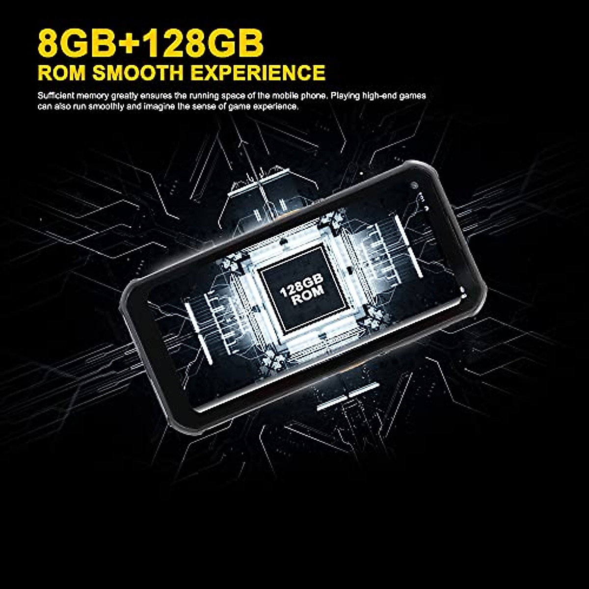 Rugged Smartphone (2022) Dual SIM 4G 6.35" HD Screen Rugged Phones Back Side Fingerprint Unlock 8+128Memory IP68Waterproof Drop-Proof Phone 8MP+21MP Camera Support NFC 6100mAh Super Long Battery Life