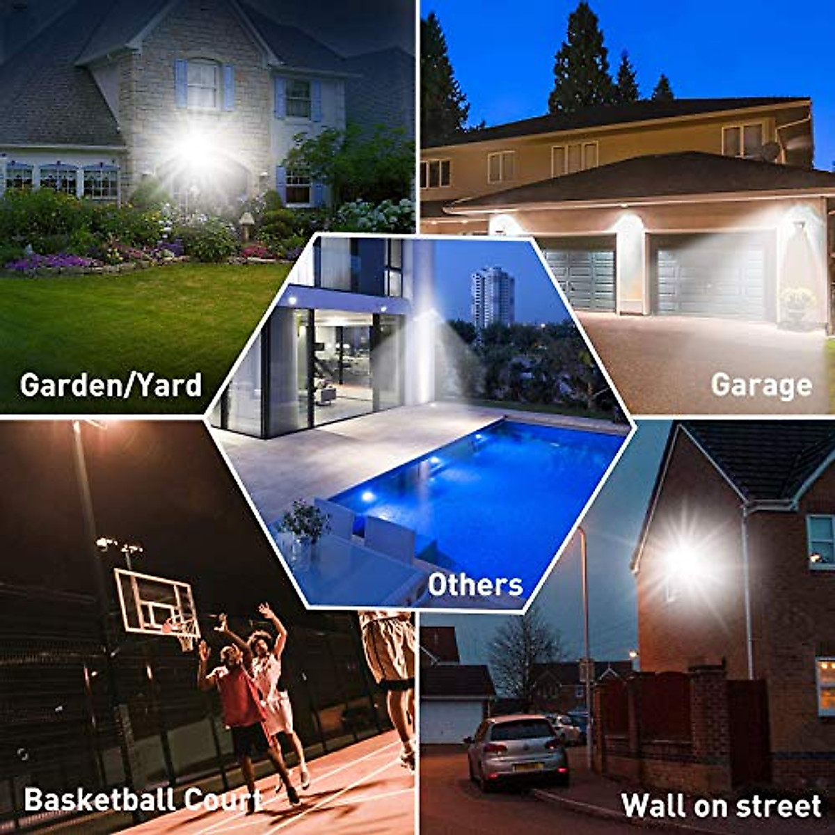 kelinvmi LED Flood Lights Outdoor 100W, Outdoor Security Light 10000lm High Brightness with Plug, 4200K Work Light with IP66 Outdoor Floodlights for Garage, Porch, Backyard, Playground